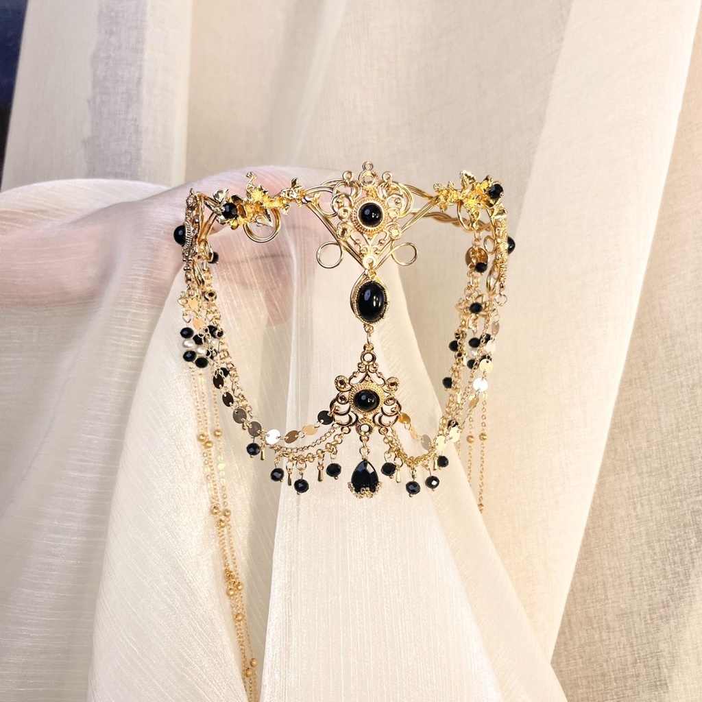 มงกุฎผ้าโพกศีรษะ ประดับมงกุฎ สไตล์ฮั่นฝู ตะวันตก เรโทร สีดํา ...