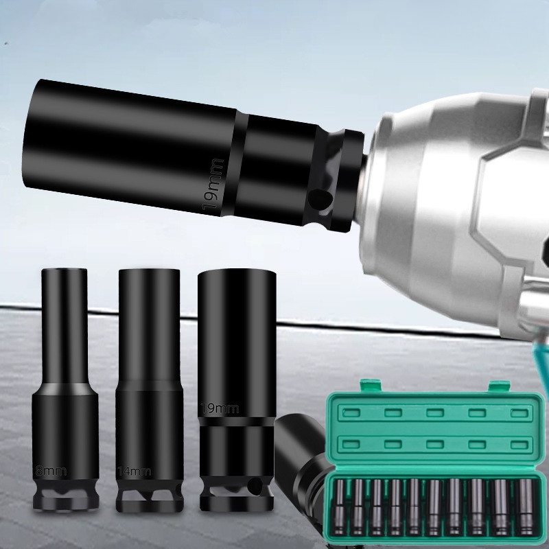 666 Toolชุดลูกบล็อกยาว ชุดประแจไฟฟ้า ลูกบล็อกดำ 1/2'' 10 ตัว/ชุด 8/10/12/13/14/16/17/19/22/24mm ...