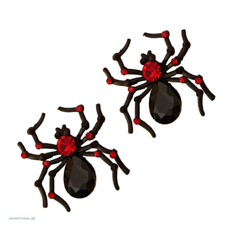 【seve*】 ธีมสัตว์มืด ต่างหูสตั๊ด แมงมุมดํา ต่างหู ย้อนยุค โกธิค อุปกรณ์ ...