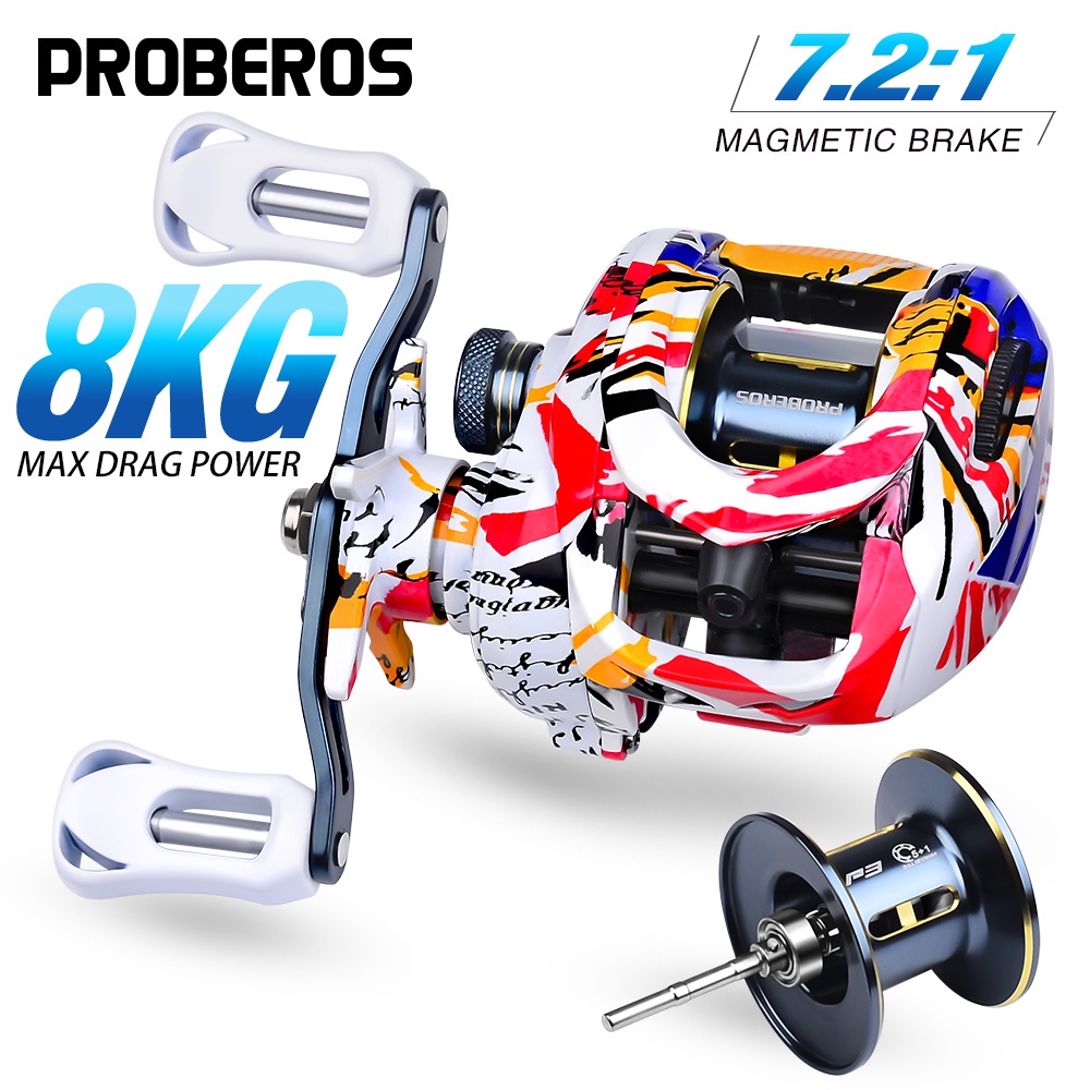 Proberos รอกตกปลา อัตราทดเกียร์ 7.2: 1 8 กก. ระบบเบรกแม่เหล็ก | Shopee ...