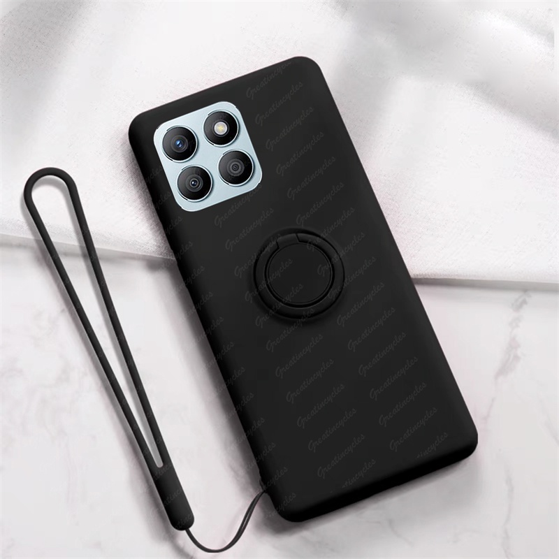 Honor X6a / X6a Plus Case Soft TPU โลหะสีดําที่วางโทรศัพท์แม่เหล็กฝา ...