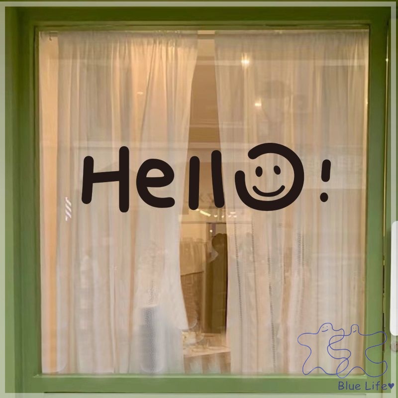 สติกเกอร์กระจกเซลฟี่ ลาย Hello Coffee Shop น่ารัก กันชน สําหรับติดตก ...