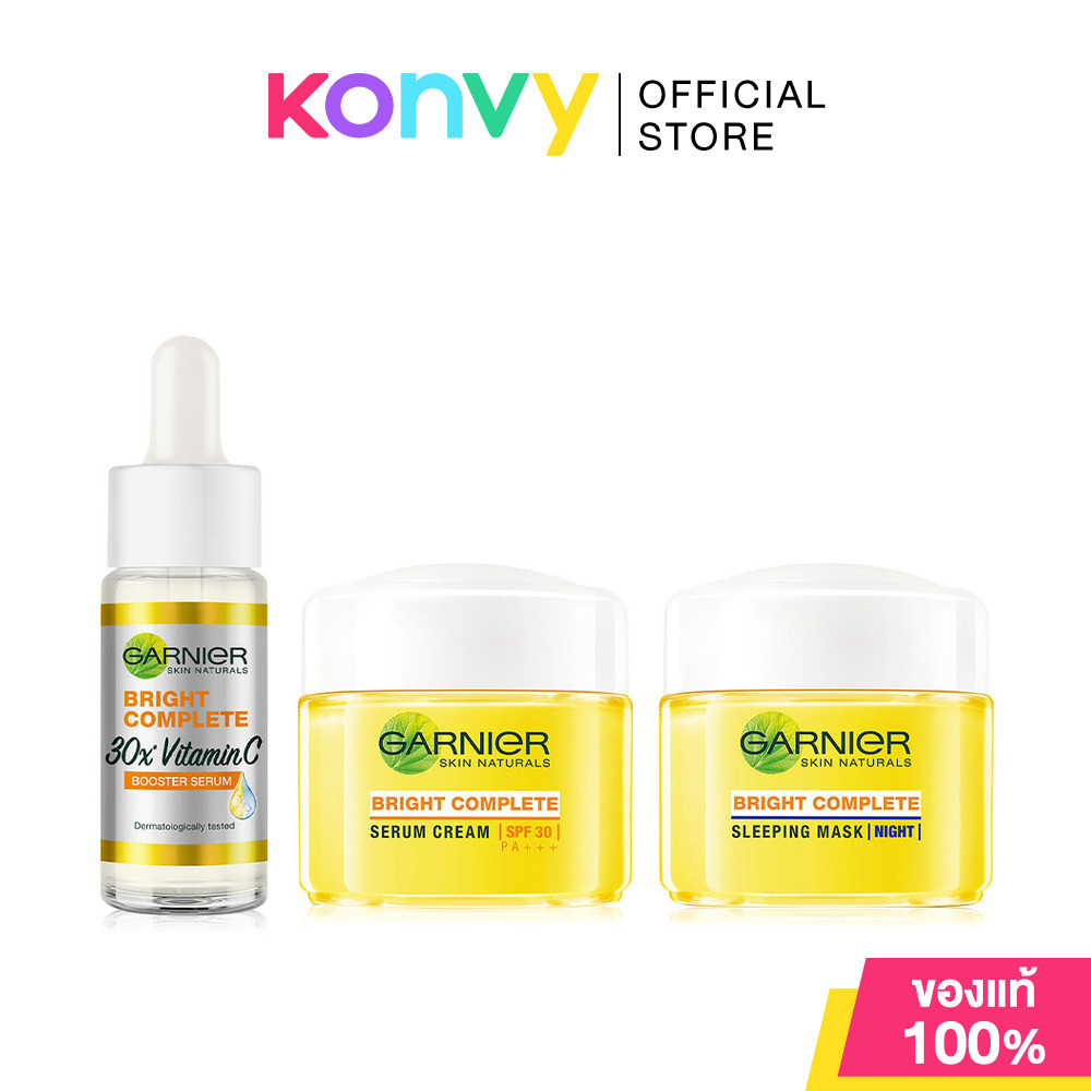 Garnier Set 3 Items Bright Complete Vitamin C Booster Serum 15ml + Bright Complete Serum Cream ...