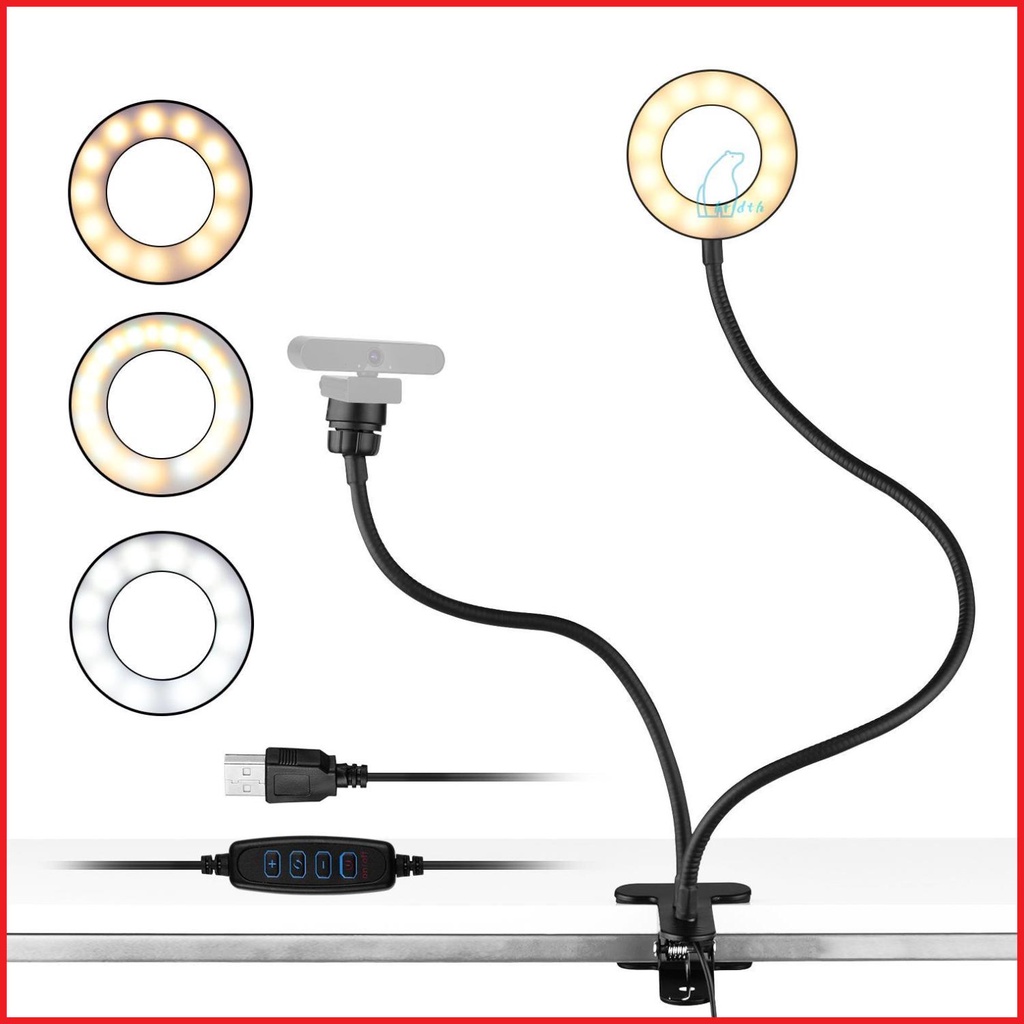 Andoer Webcam Light Stand Mini USB Ring Light with Dimmable Lighting ...