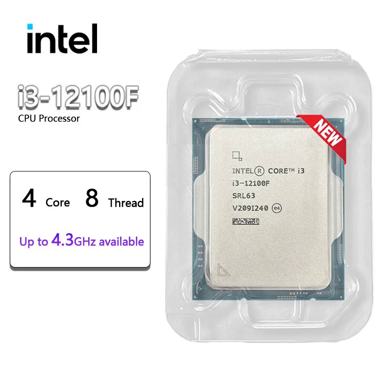 Intel Core i3 12100f CPU i3-12100f 3.3 GHz 4 Cores 8 สาย 65W LGA 1700 ...