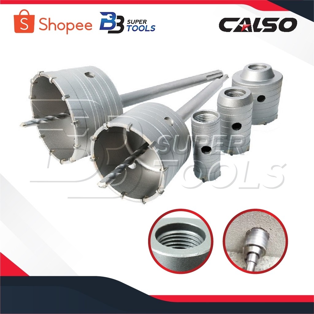 CALSO โฮลซอเจาะคอนกรีต ดอกโฮลซอเจาะปูน ติดคาร์ไบด์ แกน SDS Plus ใช้กับสว่านโรตารี่ [ มีขนาด 30 ...