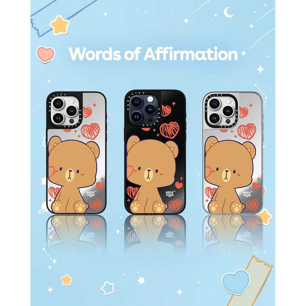Casetify X Milk Mocha Bear Heart Cheek Mocha แม่เหล็กดูด Black & Sliver ...