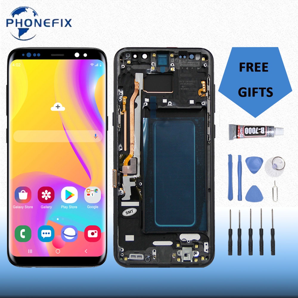 อะไหล่หน้าจอสัมผัส LCD แบบเปลี่ยน สําหรับ Samsung S8+ S8 Plus SM-G955F ...