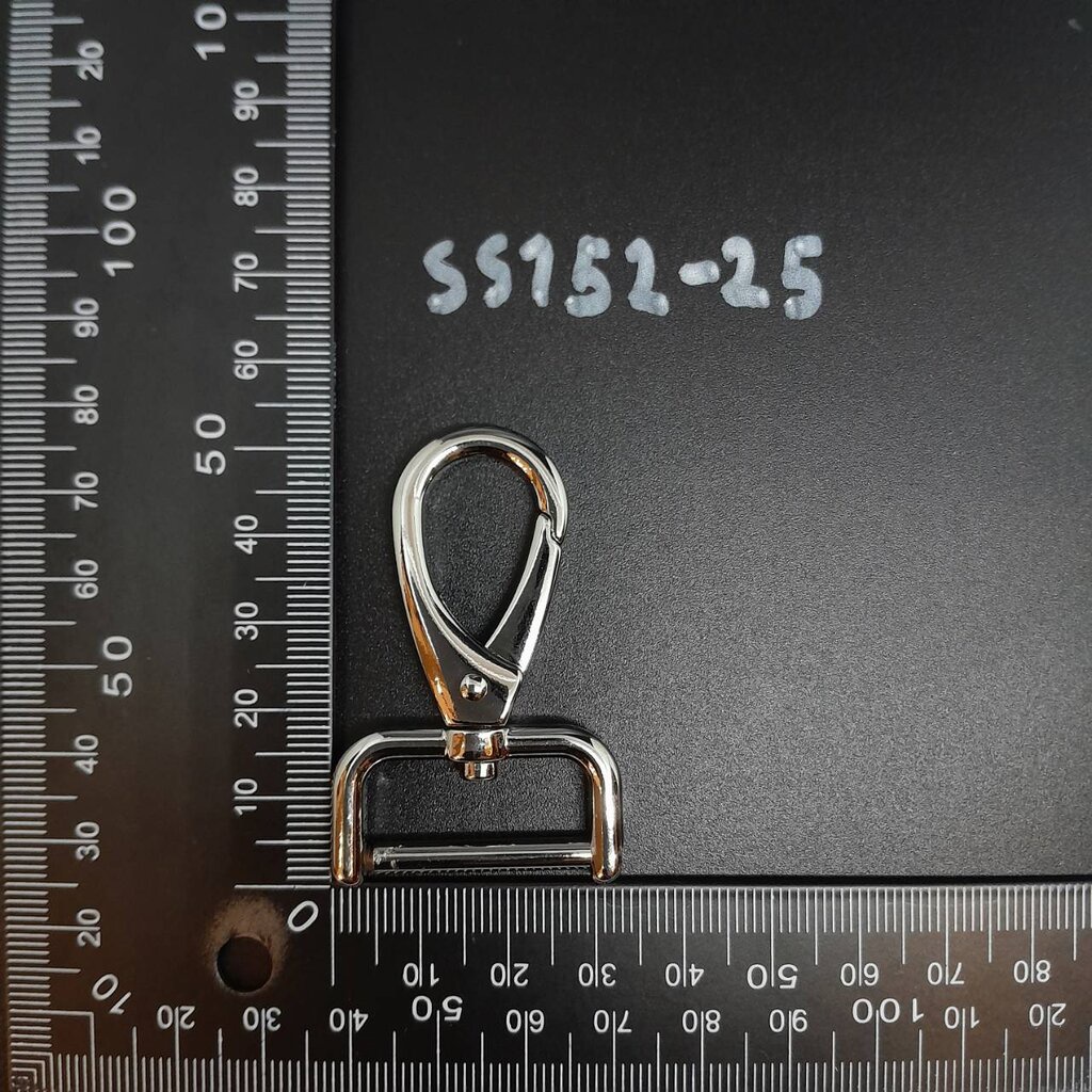SS152 ตะขอเกี่ยวกระเป๋า ห่วงสี่เหลี่ยม ถอดสลักง่าย ทองเหลืองแท้ชุบเงิน ...