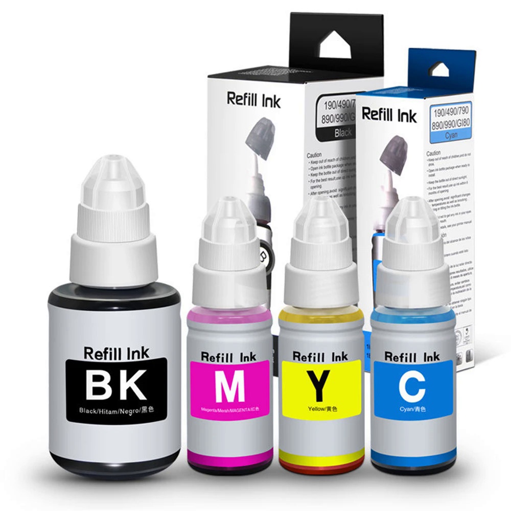 Refill Ink BK/C/M/Y Dye Ink Compatible for Canon G1800 G2800 G1810 ...