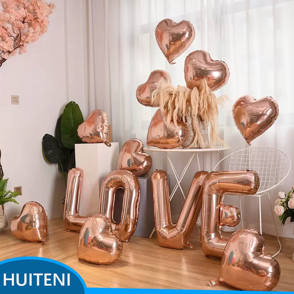 ลูกโป่งยาง ฟอยล์อลูมิเนียม สีโรสโกลด์ 18 นิ้ว 12 นิ้ว สีฟ้าพาสเทล 1 ...