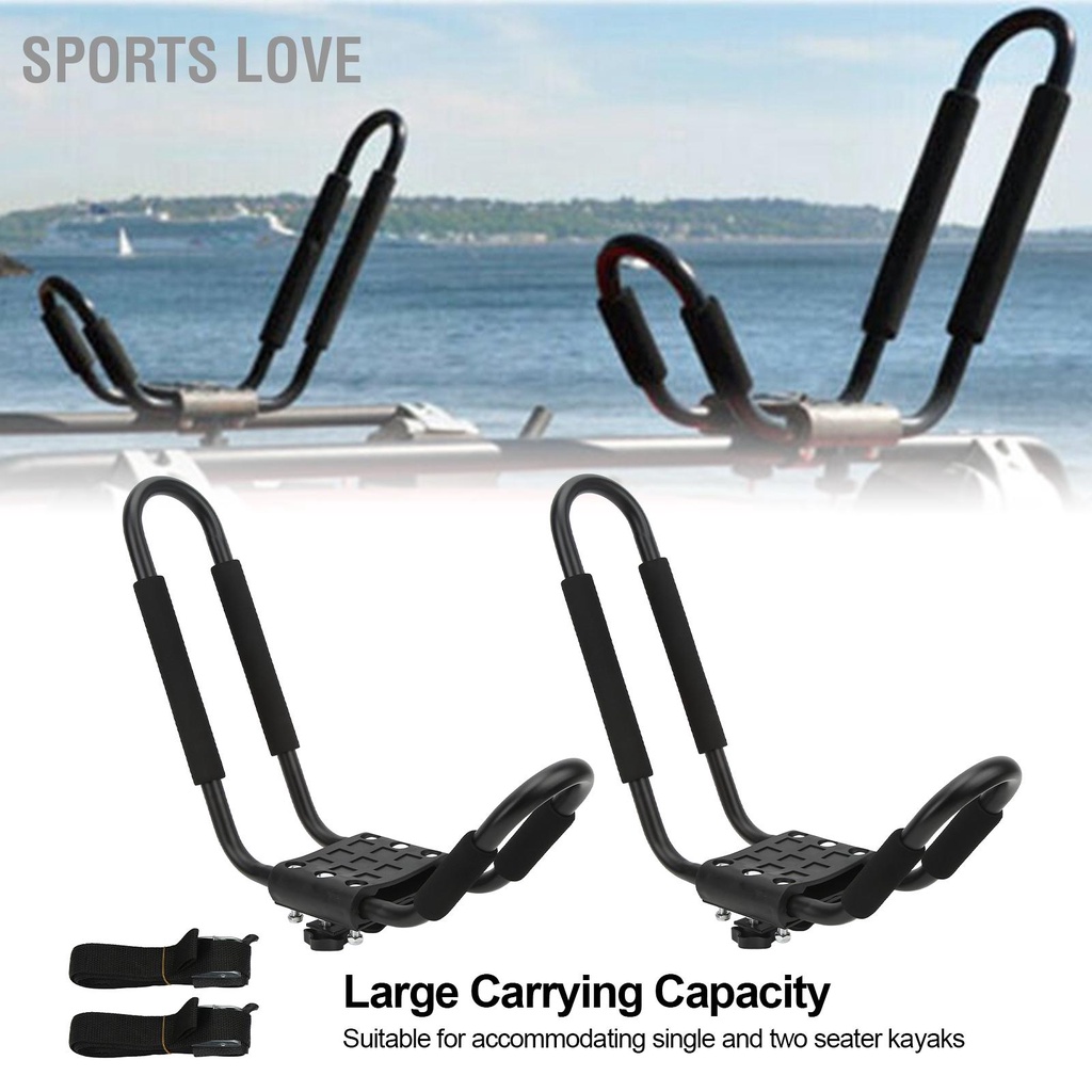 Sports Love Kayak Roof Rack J Shaped Bar Rust Proof Metal Canoe Carrier ...