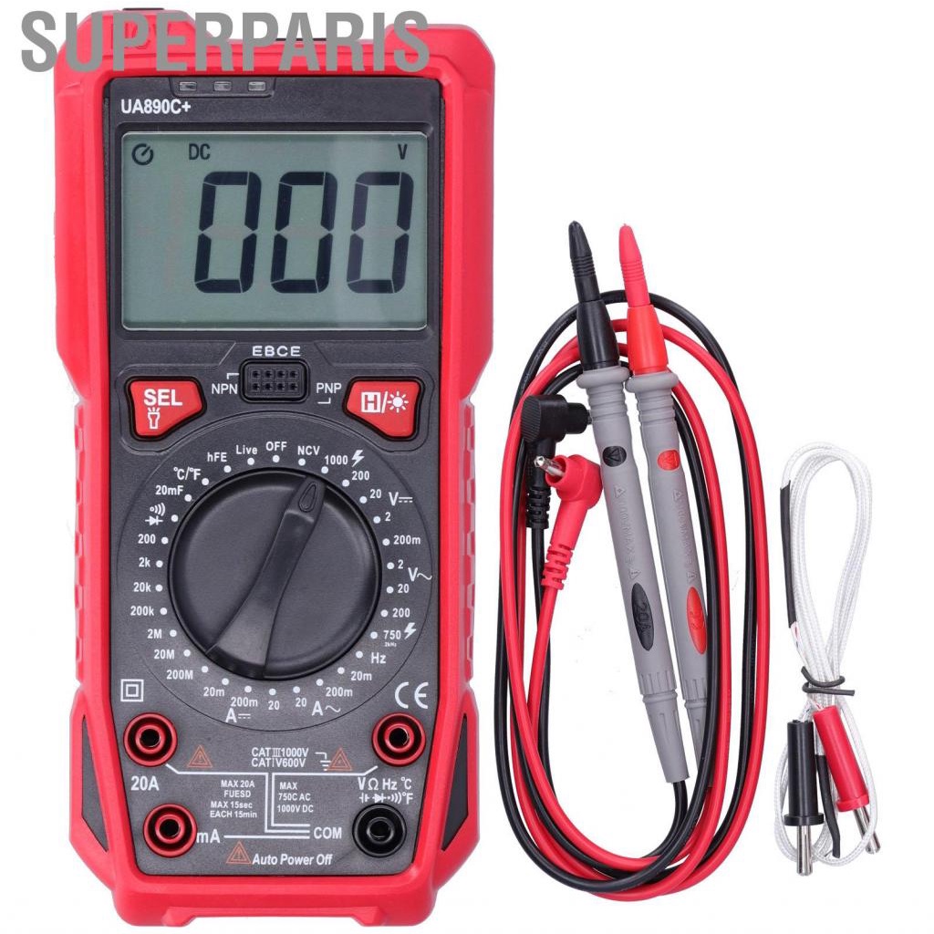 Superparis Digital AC DC Multimeter Volt Ohm Tester Meter Auto Range ...