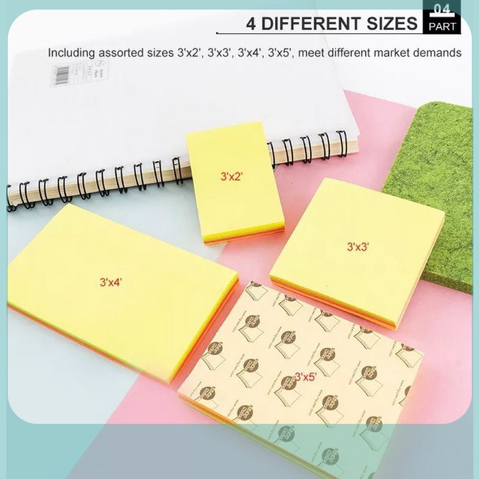 ม&G Sticky Notes สีนีออน Sticky Memos 100 แผ่น (25 แผ่น x 4 สี ...