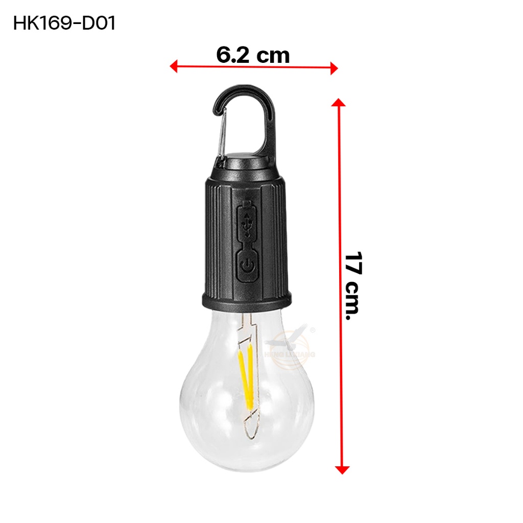 โคมไฟแขวนแคมป์ปิ้ง หลอดไฟพกพา LED HK-169 ปรับความสว่างได้ แบบชาร์จ ...
