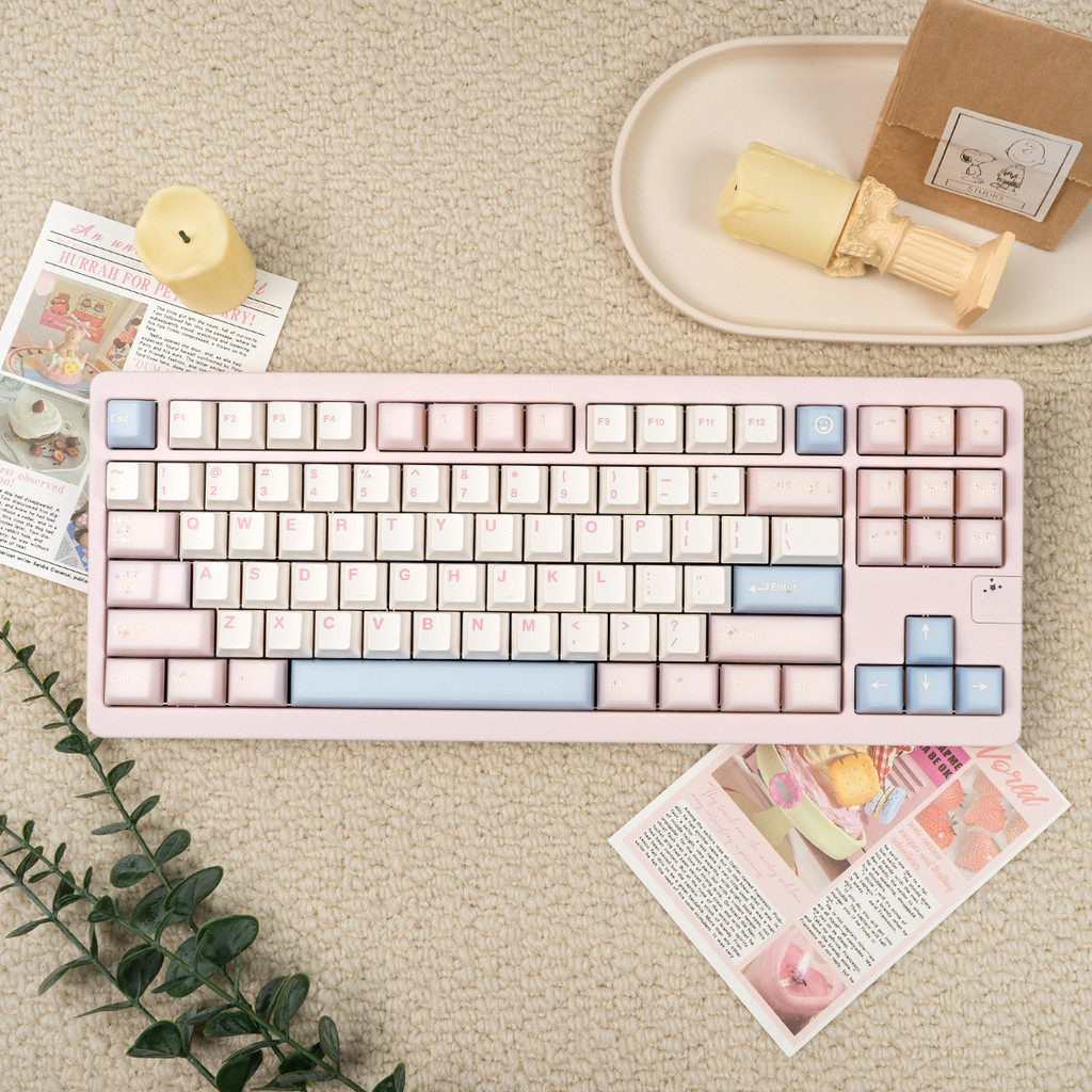 Yongqiu Translucnet keycaps สีฟ้าสีชมพู Double Shot ABS + PBT Cherry ...