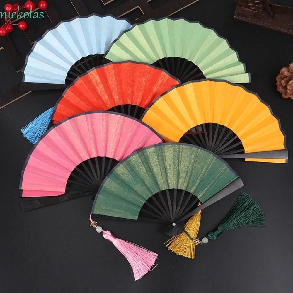 Nickolas พัดลมพับ, 4 นิ้ว Mini Hanfu พัดลม, ตกแต่งบ้าน Gilded กระดาษ ...