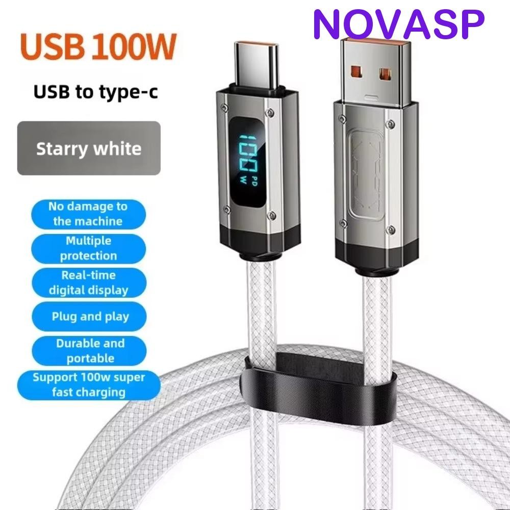 Novasp Fast Charging Data Cable, PD 100W พร้อมจอแสดงผลดิจิตอล USB Type ...
