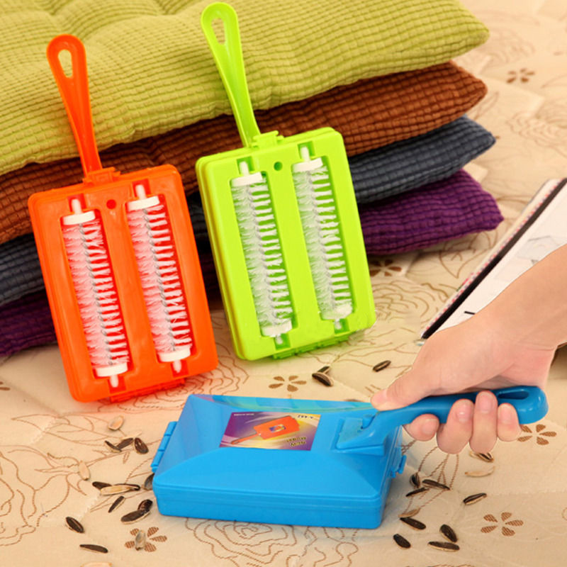พรมตาราง Crumb Sweeper พลาสติกมือถือ Dual Brush Cleaner Collector ...