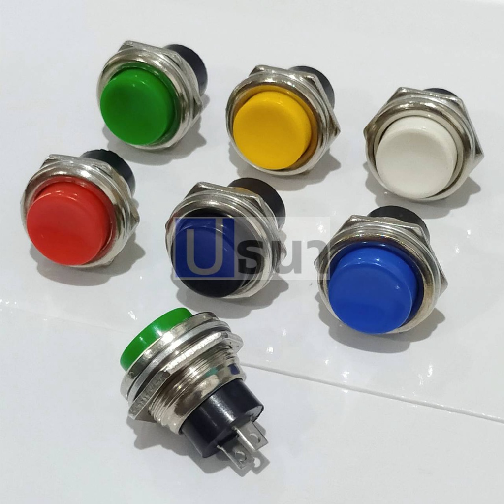 สวิทช์ กดติด-ปล่อยดับ ปุ่มกด รีเซ็ต No lock Reset Switch Push Button Switch 2 ขา 16mm #DS-212 (1 ...