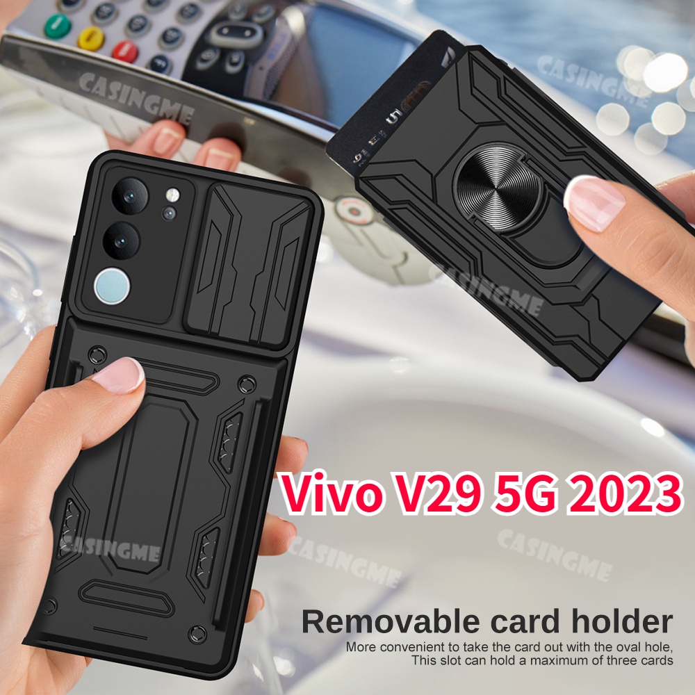 เคสมือถือ พร้อมแหวนแม่เหล็ก ช่องใส่บัตร สําหรับ Vivo V29 5G 2023 Vivo V29 V 29 VivoV29 V29Pro ...