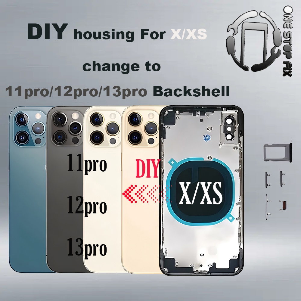 เคสแบตเตอรี่ด้านหลัง กรอบกลาง Diy สําหรับ X To 14 11 12 13 Pro X XS 13pro 11pro 12pro 14pro X XS ...