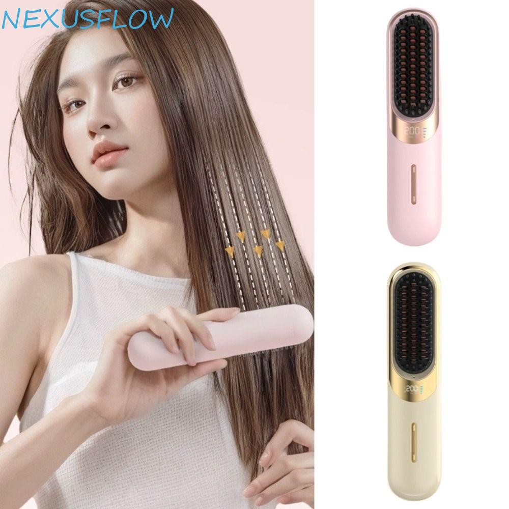 Nexusflow หวียืดผม, หวีร้อนไฟฟ้าอุณหภูมิไอออนลบ, หวีจัดแต่งทรงผมความร้อนอย่างรวดเร็วไร้สายที่ ...