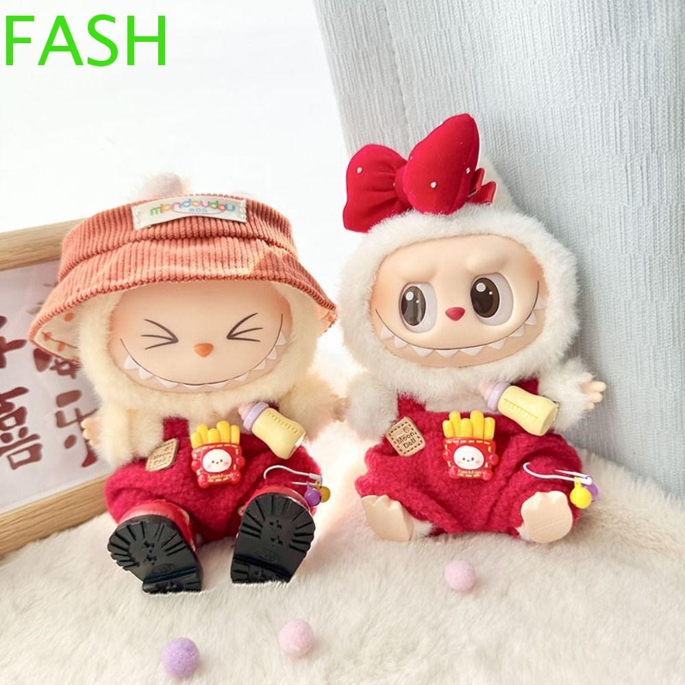 Fash ผ้า Labubu นั่ง, สีแดงสไตล์ Fries&Milkshake Overalls Labubu Time ...