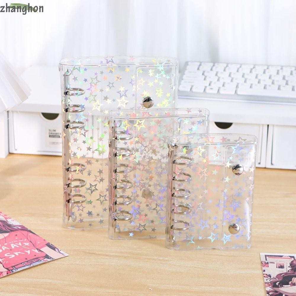 Zhanghon ปกสมุดหลวม,โปร่งใส A6/A7/M5 คลิปหนังสือ, PVC พราวดาวโน้ตบุ๊ค Loose Leaf Binder | Shopee ...