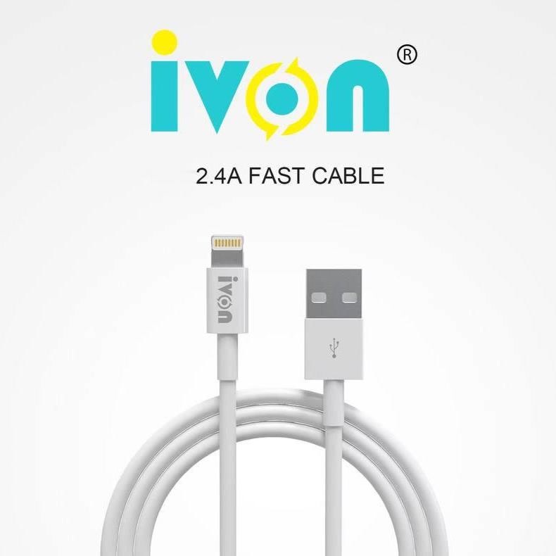 Ivon สายเคเบิลข้อมูล 2.4A สายเคเบิลข้อมูล Fast Charger 1M 2M 3M IOS ...
