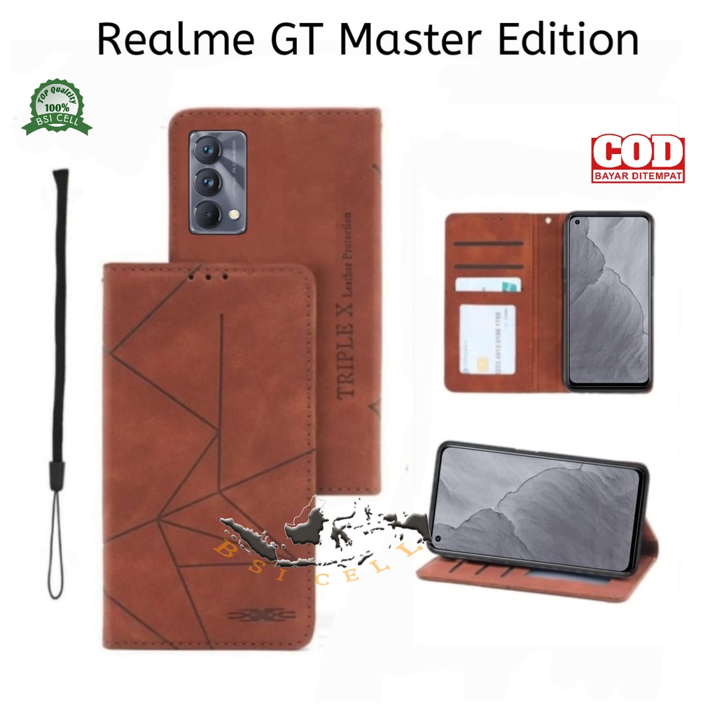 เคสโทรศัพท์มือถือ แบบฝาพับแม่เหล็ก พร้อมช่องใส่บัตร สําหรับ Realme GT ...