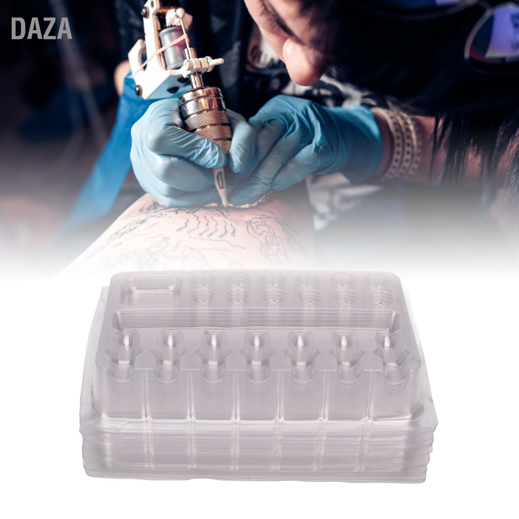 DAZA 20 ชิ้น Disposable Tattoo Pigment ถาด 2 in 1 สล็อต Safe Hard ...