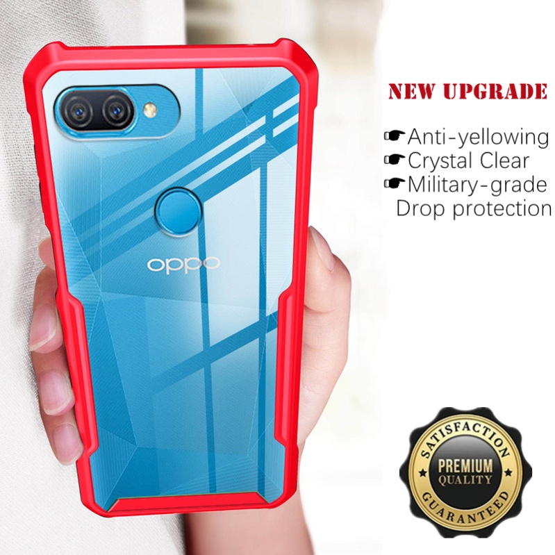 เคสโทรศัพท์มือถืออะคริลิค TPU นิ่ม แบบใส บาง เสริมมุม สําหรับ OPPO A12 ...