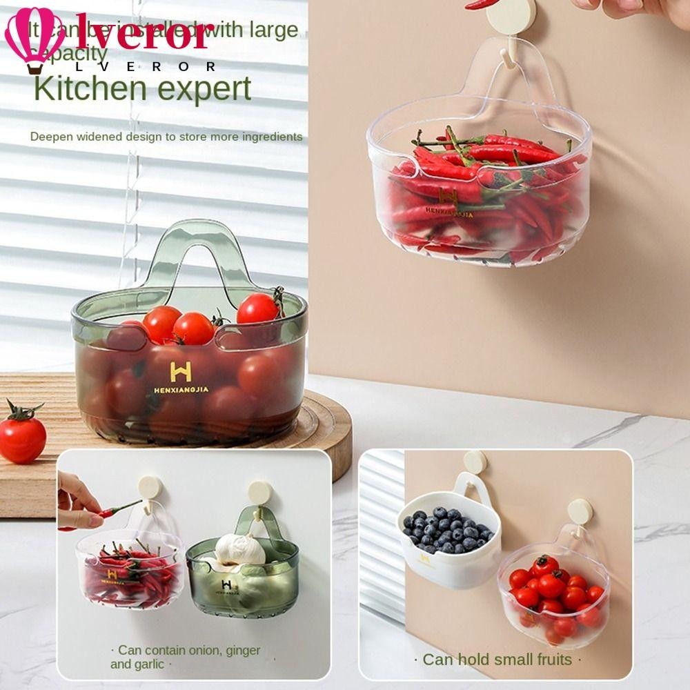 Lveror ตะกร้าเก็บขิง กระเทียม แบบใส ไม่ต้องเจาะผนัง ความจุสูง สําหรับห้องครัว | Shopee Thailand