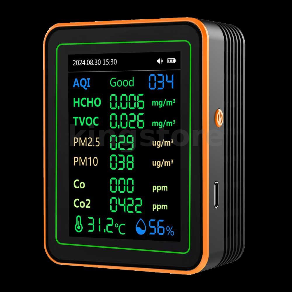 Zn-mt22 12-in-1 Air Quality Monitor AQI CO2 CO ฟอร์มาลดีไฮด์ TVOC PM2.5 PM10 ความชื้นอุณหภูมิ ...