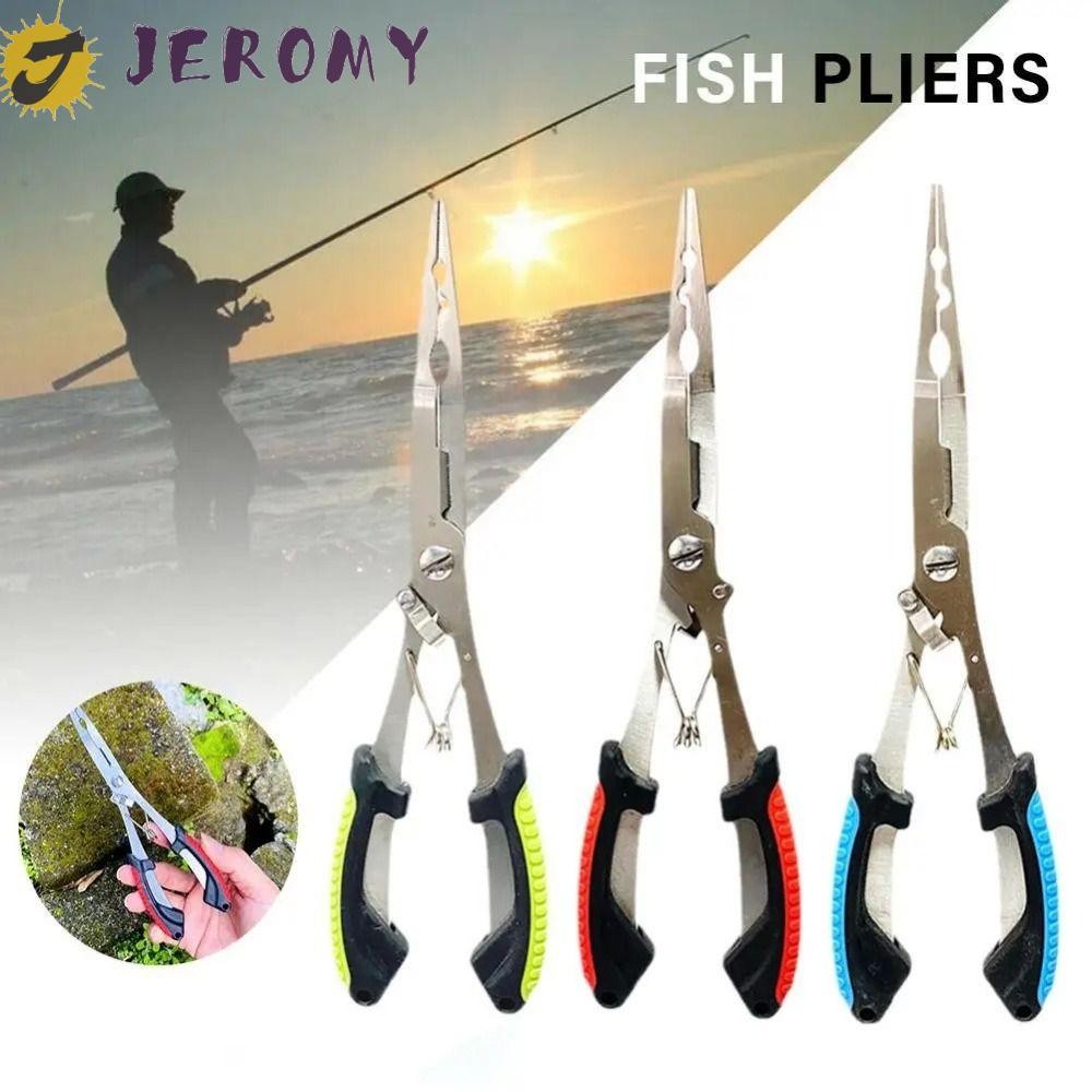 Jeromy คีมตกปลา,มีด้ามจับยาง Long-billed ปากปลาคีม Hook, Angling อุปกรณ์สแตนเลสสายตัด Multi ...