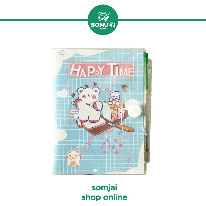 Somjai Selected สมุดปกหนัง+ปากกา คละสี | Shopee Thailand