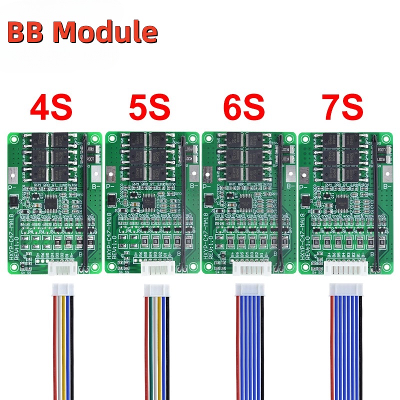 บอร์ดป้องกันแบตเตอรี่ลิเธียม 4S 5S 6S 7S BMS 16.8V 21V 20A 18650 Li-ion ...