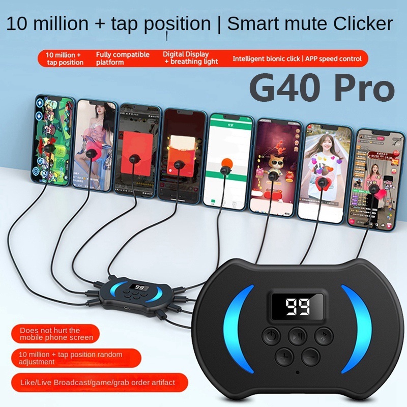 หน้าจอบลูทูธไร้สาย Clicker G40 Pro 8 heads Tiktok live auto tap like หน้าจอโทรศัพท์มือถือ แตะ ...