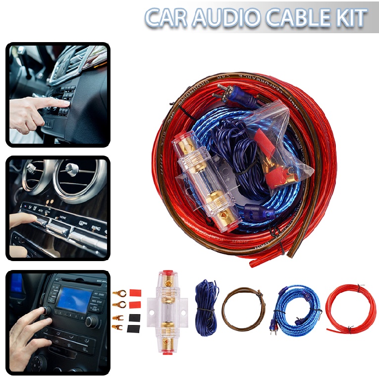 Car Audio Cable Kit 1500W Amp Amplifier Install RCA Subwoofer Sub ...