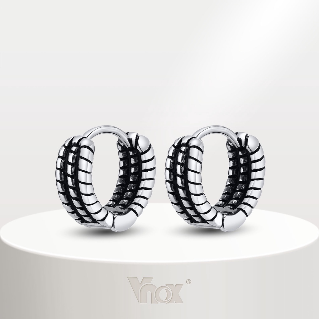 Vnox ต่างหูสเตนเลส ทรงกลม ไม่ซีดจาง ป้องกันอาการแพ้ สไตล์เรโทร ...