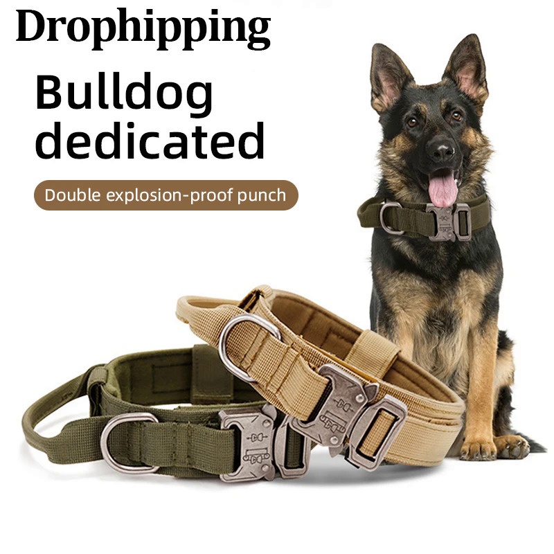 Durable Tactical Dog Collar Leash Set Adjustable Military Pet Collar ...