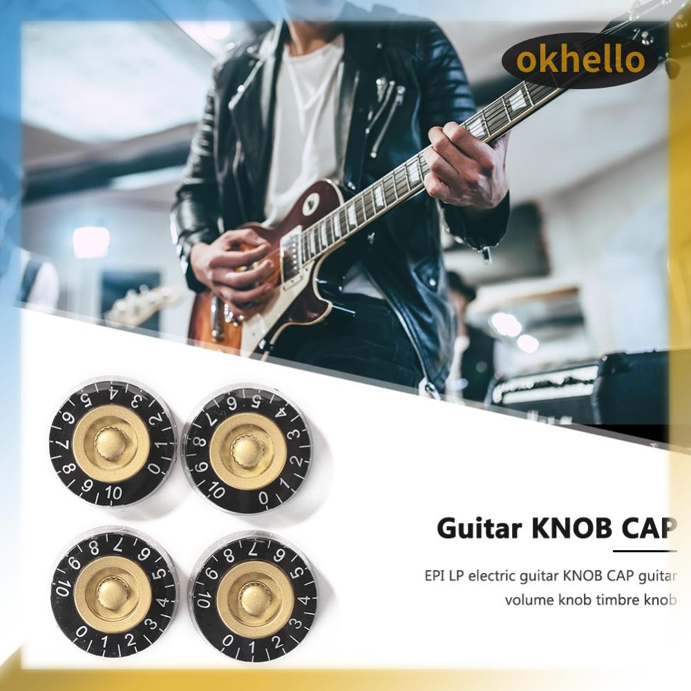 [Okhello.th] 4 ชิ้นกีตาร์โทนลูกบิดปุ่มควบคุมระดับเสียงหมวกด้านบนสําหรับ ...