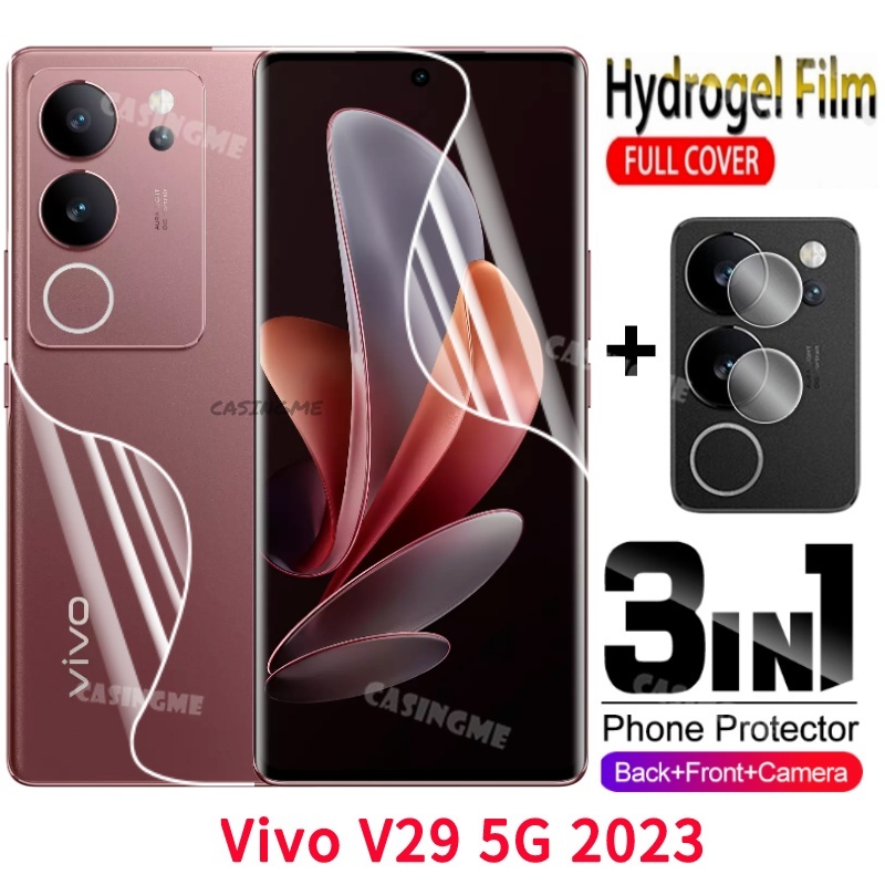 3in1 ฟิล์มไฮโดรเจลนิ่ม กันรอยหน้าจอ ด้านหลัง กันรอยกล้อง สําหรับ Vivo V29 5G Vivo V29 VivoV29 ...