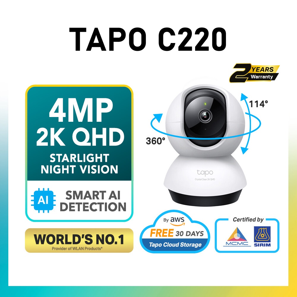 Tapo C220 4MP/2K Pan/Tilt AI กล้องวงจรปิด WIFI & กล้อง IP ไร้สายพร้อม Smart AI Detection & การ ...