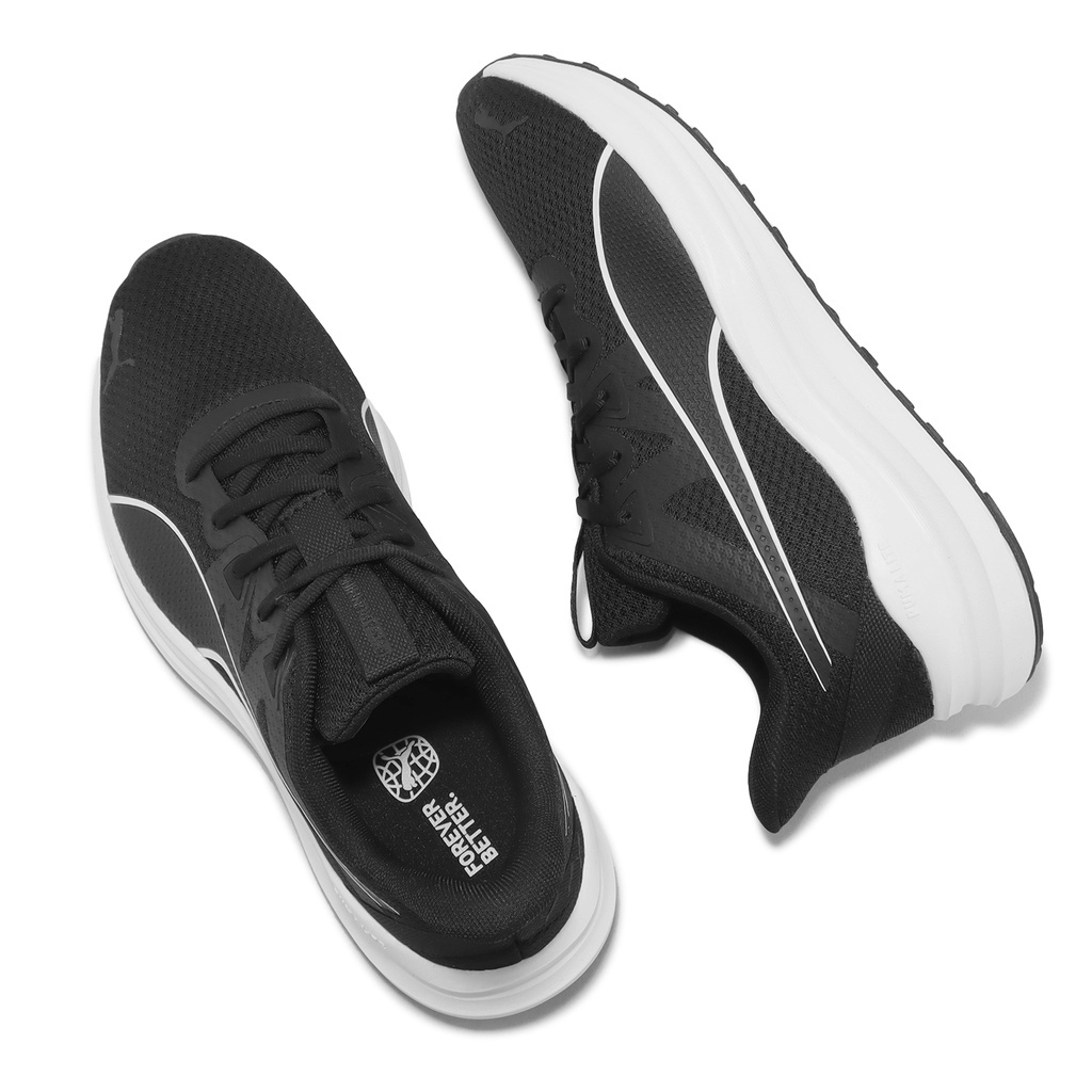 Puma Jogging Shoes Reflect Lite Black White Lightweight Mesh Entry ...