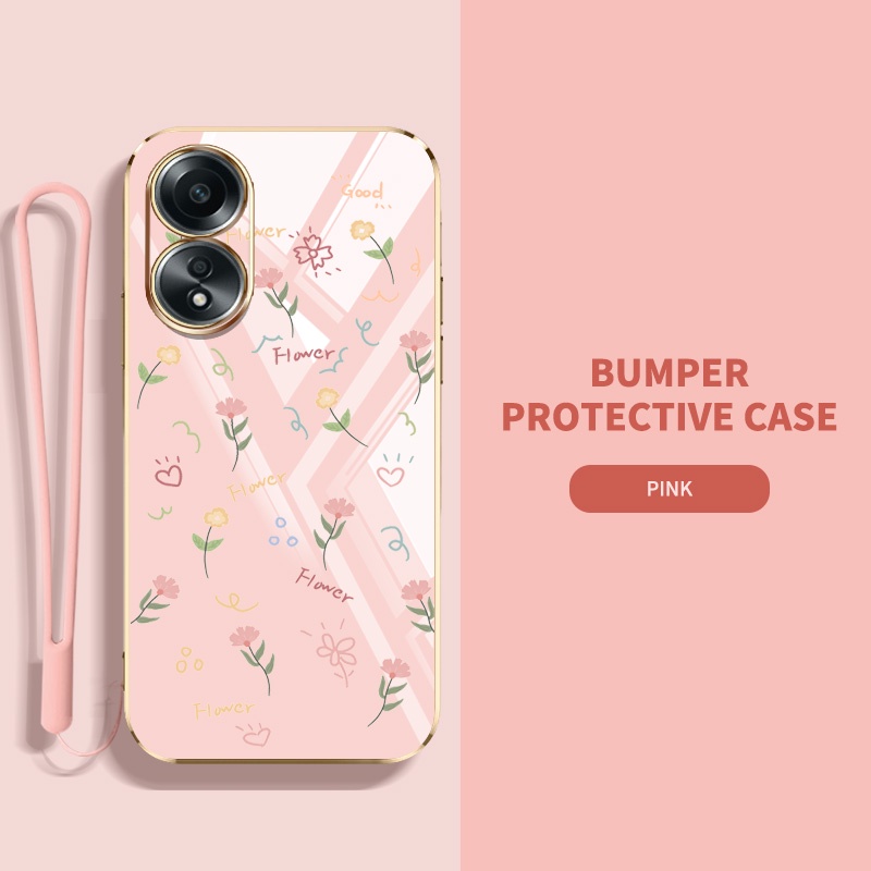 เคส Oppo A18 A38 A58 A78 4g 5g A58x เต็มจอ ดอกไม้เล็ก กันกระแทก ซิลิโคน