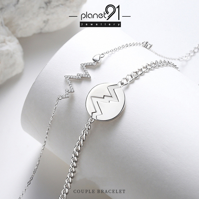 [Planet91]Heartbeat 52 Hz Electrocardiograms สามารถทับซ้อนกันสแตนเลส Indelible S925 เงินแฟชั่น ...