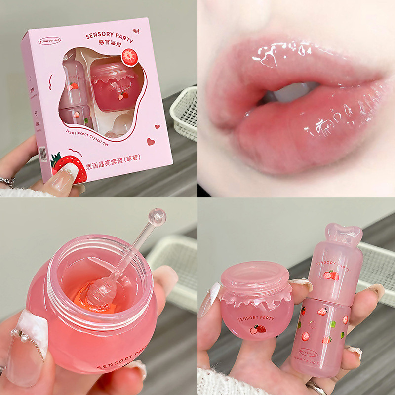 Sensory PARTY 2 ชิ้น/เซ็ตผลไม้โปร่งใส Lip Oil Moisturizing Lip Balm Lip ...
