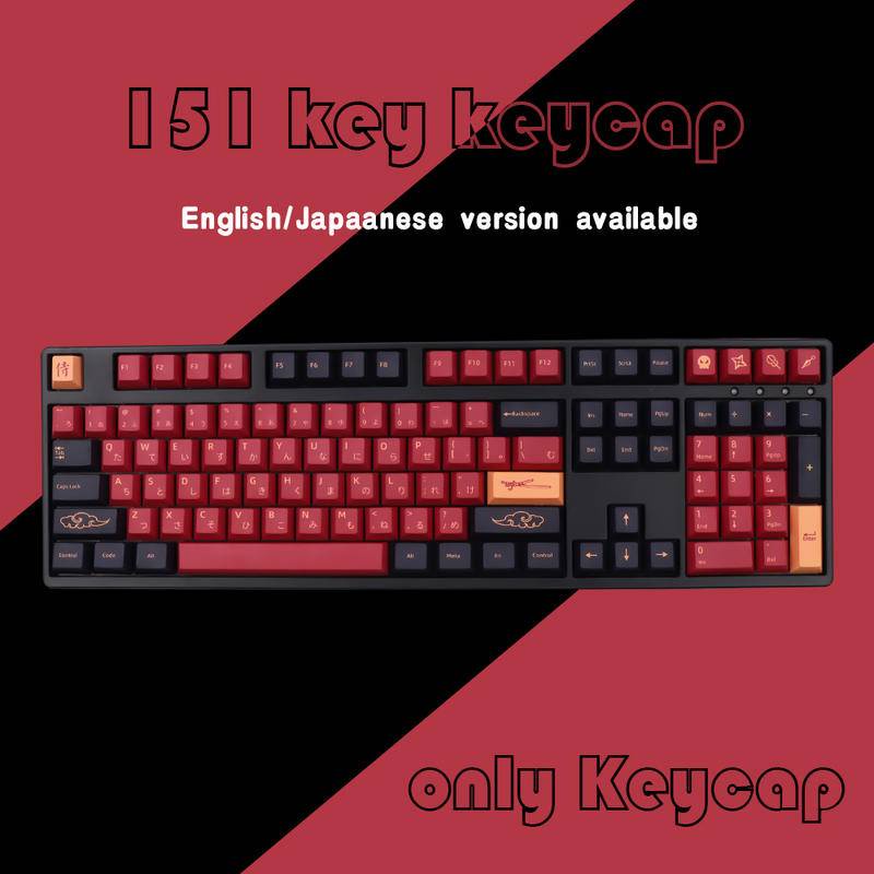 RED Samurai Japanese Keycaps ปุ่มกดคีย์บอร์ด 139 151 คีย์ DYE-SUB PBT ...